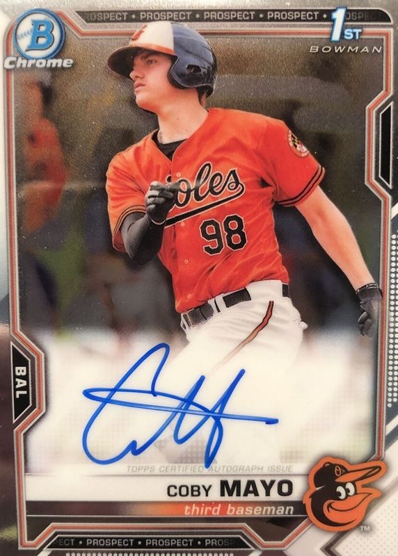 Coby Mayo 2021 Bowman #CPA-CMA Chrome Prospect Auto (1st) PSA 10 Price ...