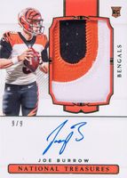 Joe Burrow 2020 National Treasures #156 Rookie Patch Auto - Green ...