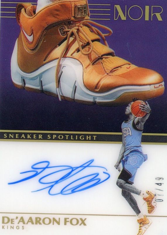 De'Aaron Fox 2019 Noir #SNS-DF Sneaker Spotlight Autographs /49 Price ...