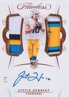 Justin Herbert 2020 Flawless #RDPA-JH Rookie Dual Patch Auto - Bronze ...