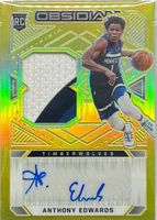 Anthony Edwards 2020 Obsidian #235 Rookie Jersey Autographs - Electric Etch Yellow Flood Price ...