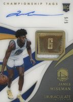 James Wiseman 2020 Immaculate #RCT-JWS Rookie Championship Tags ...