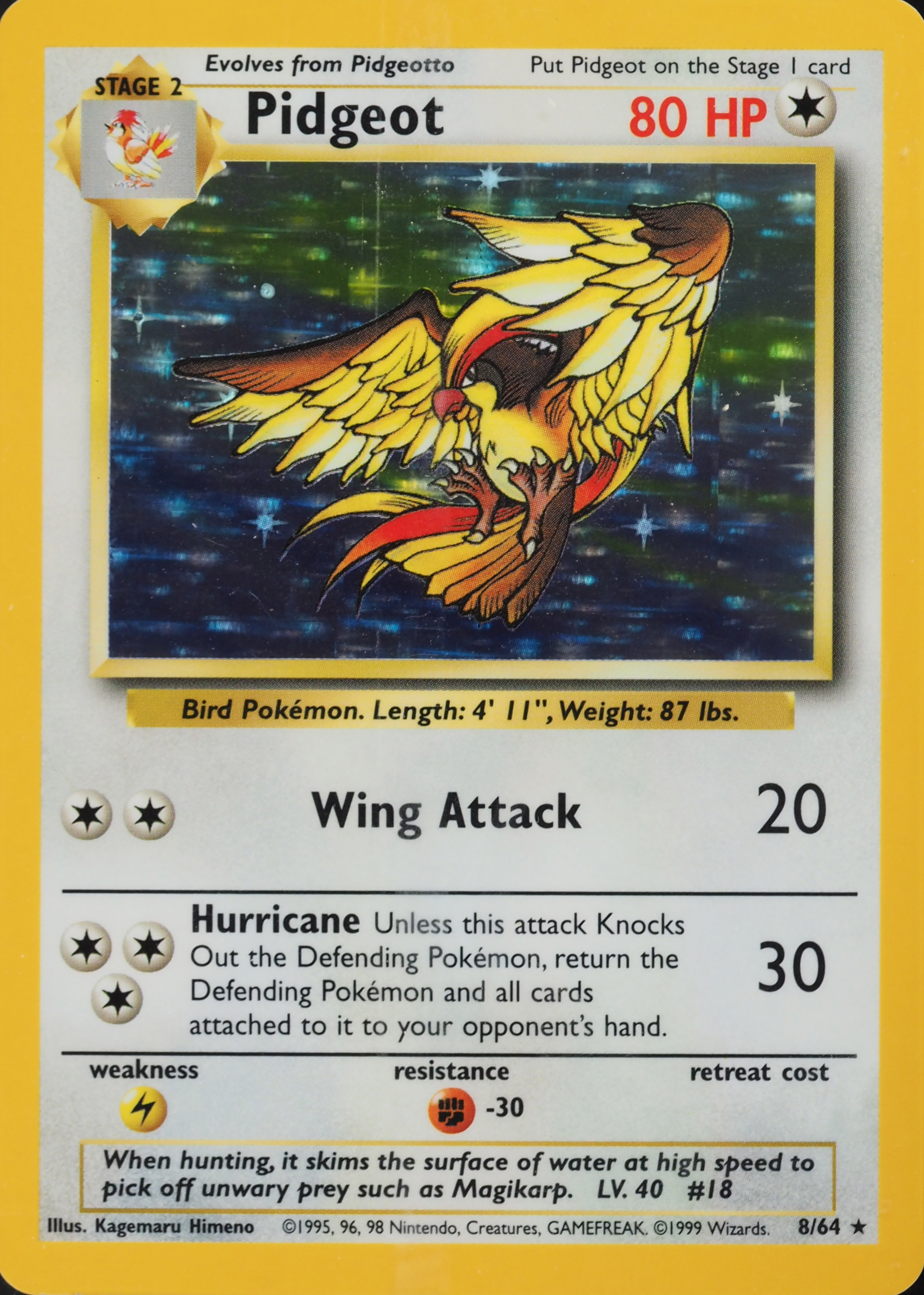Pidgeot 1999 Jungle #08/64 Unlimited Holo (No Symbol) Price Guide ...