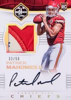 Patrick Mahomes II 2017 Limited #136 Rookie Patch Auto - Spotlight Gold ...