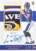 Lamar Jackson 2018 National Treasures #165 Rookie Patch Auto - Holo ...