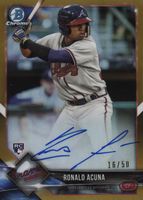 Ronald Acuna Jr. 2018 Bowman Chrome #BCRA-RA Rookie Auto - Gold Refractor /50 Price Guide ...