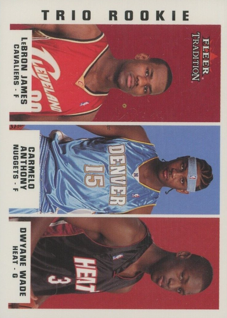 LeBron James 2003 Fleer Tradition #300 Trio Rookie (w/C. Anthony & D ...