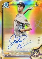 Jacob Misiorowski 2022 Bowman Draft #CDA-JMI Chrome DP Auto - Gold Refractor /50 (1st) Price ...