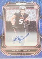 Drake London 2022 Prizm #308 Rookie Autographs - Blue Shimmer /25 Price Guide - Sports Card Investor
