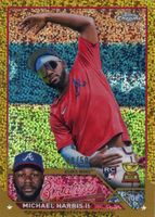 Michael Harris II 2023 Topps Chrome #79 SP Variation - Gold Speckle Refractor /50 (Stretching ...