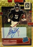 Drake London 2022 Optic #207 Rated Rookie Autographs - Gold Vinyl /1 Price Guide - Sports Card ...