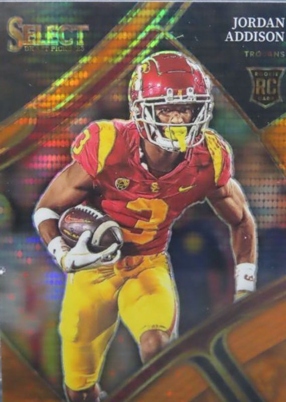 Jordan Addison 2023 Select Draft Picks #106 Field Level Neon Orange ...