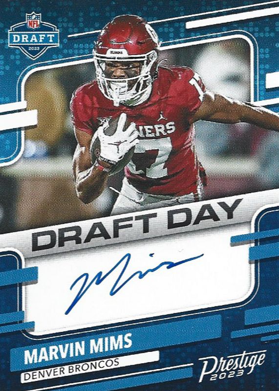 Marvin Mims 2023 Prestige #DDS-MMS Draft Day Signatures Price Guide ...
