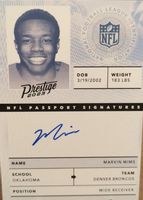 Marvin Mims 2023 Prestige #NPS-MMS NFL Passport Signatures Price Guide ...