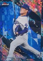 Yoshinobu Yamamoto 2024 Topps Finest #150 Uncommon - Blue Checkerboard ...