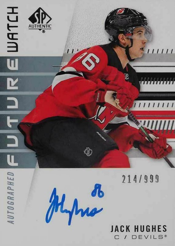 Jack Hughes 2019 SP Authentic #148 Future Watch Auto /999 Price Guide ...
