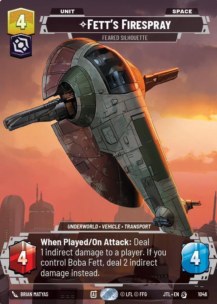 Fett's Firespray - Feared Silhouette 2025 Jump to Lightspeed #1046 Prestige Price Guide - Sports ...