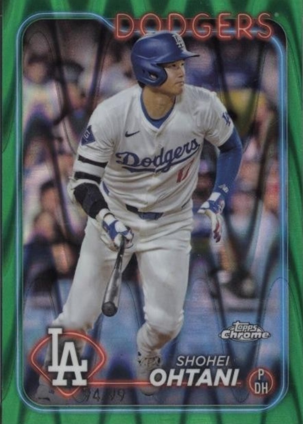 Shohei Ohtani 2024 Topps Chrome #1 Green RayWave Refractor /99 Price ...