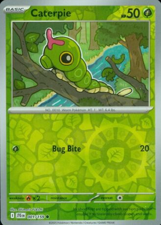 Caterpie 2025 Scarlet & Violet: Journey Together #001/159 Reverse Holo ...