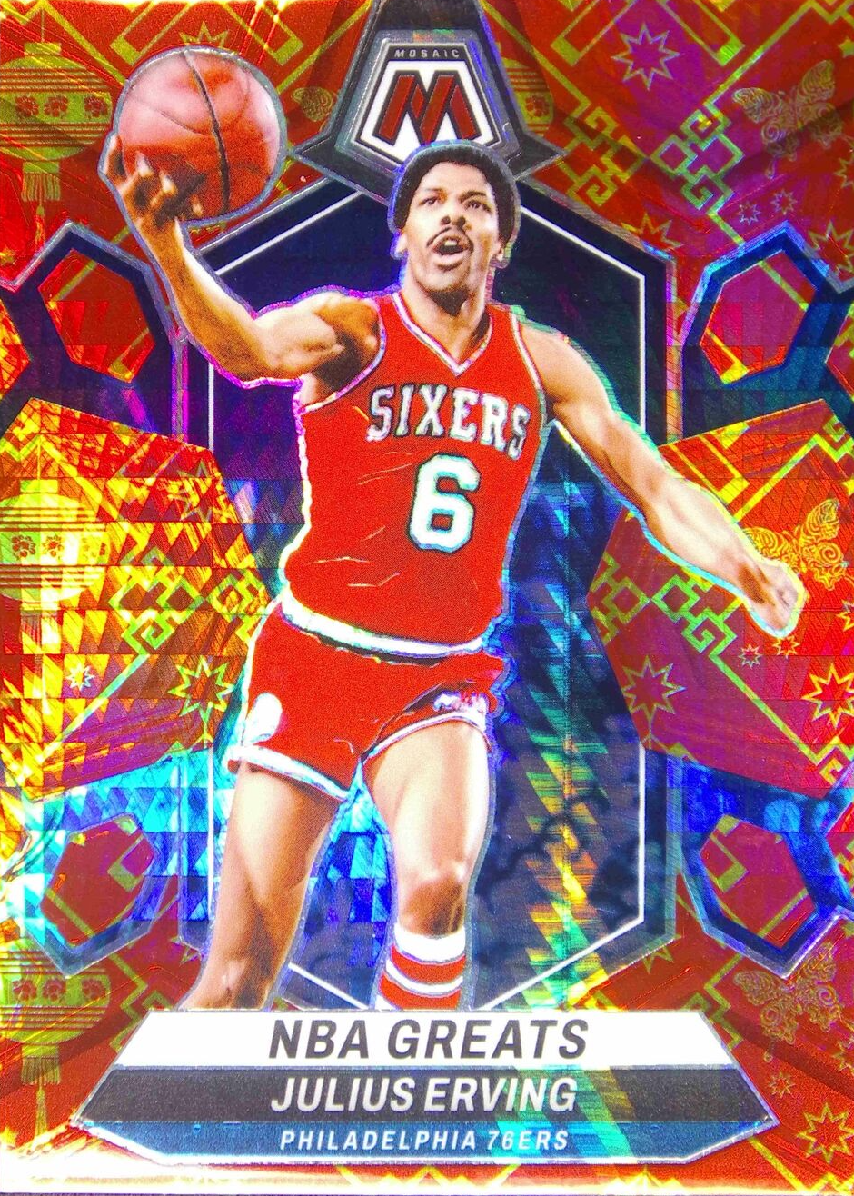 Julius Erving 2023 Mosaic #292 NBA Greats - Lucky Envelopes /8 Price ...