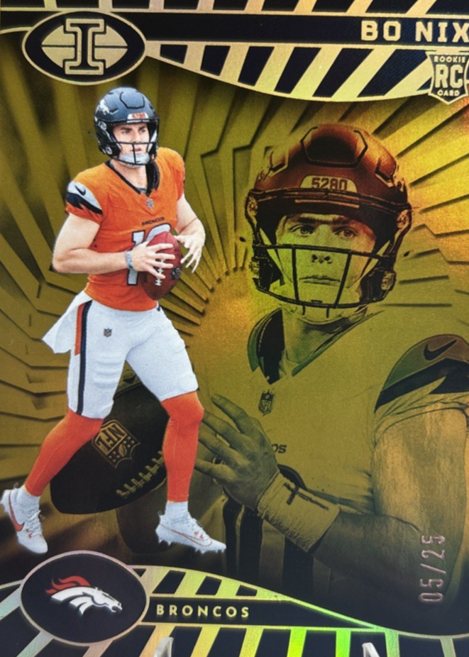 Bo Nix 2024 Illusions #22 Trophy Collection Gold /25 Price Guide ...