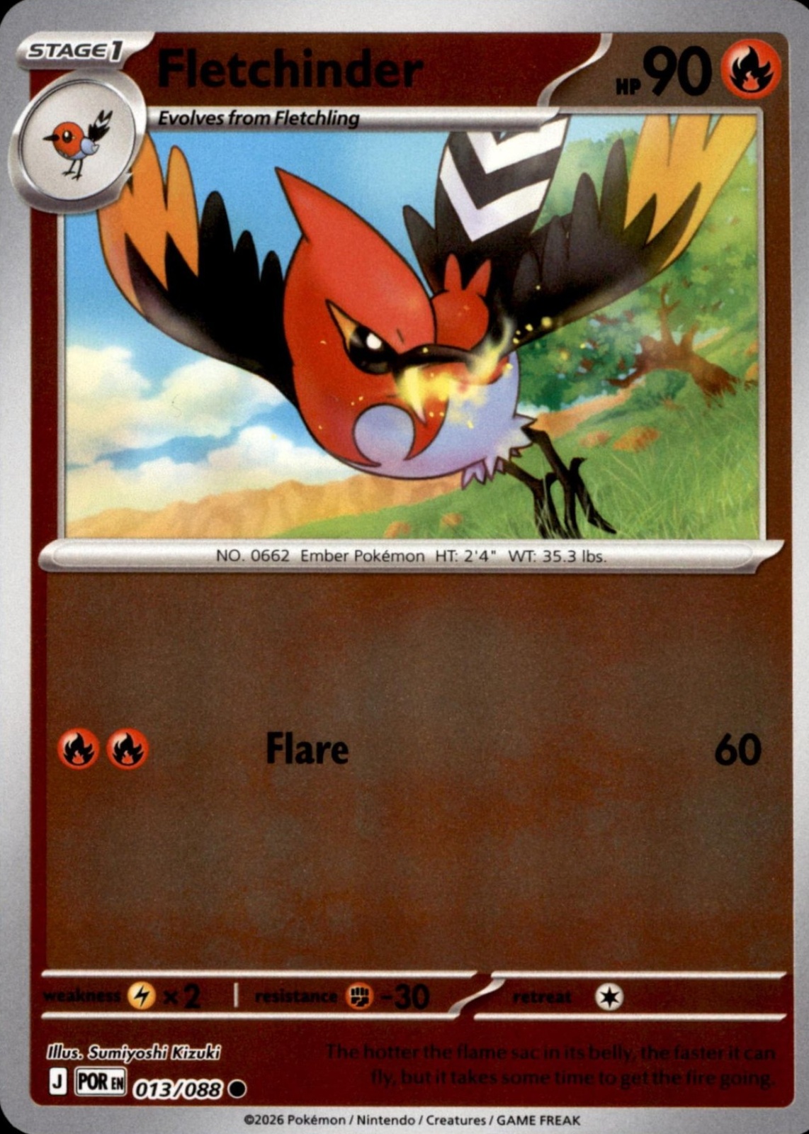 Fletchinder 2026 Mega Evolution: Perfect Order #13/88 Reverse Holo ...