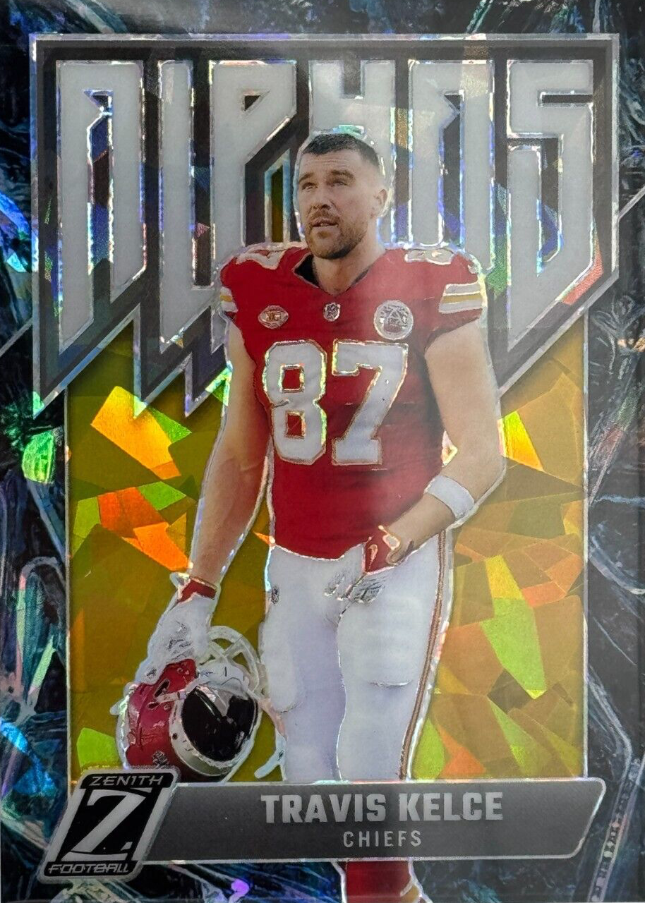 Travis Kelce 2024 Zenith #14 Alphas - Gold Ice /(SSP) Price Guide - Sports Card Investor