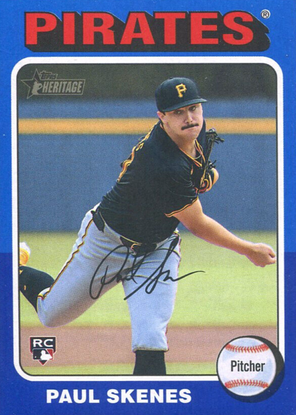 Paul Skenes 2024 Topps Heritage High Number #594 Dark Blue Border Price ...
