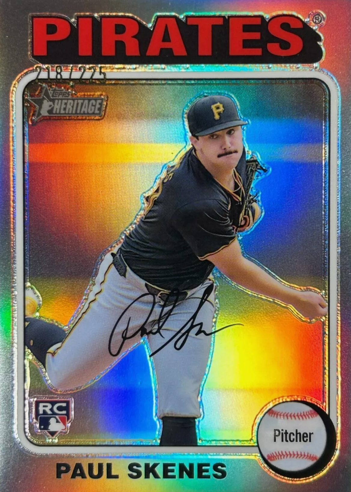 Paul Skenes 2024 Topps Heritage High Number #594 Chrome - Silver Border ...