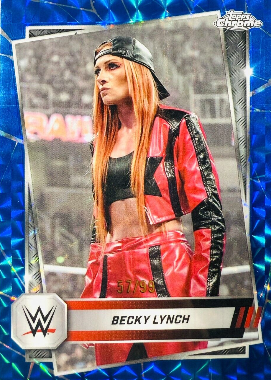 Becky Lynch 2025 Topps Chrome WWE #133 Blue Geometric Refractor /99 ...