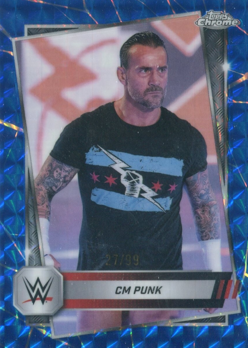 CM Punk 2025 Topps Chrome WWE #98 Blue Geometric Refractor /99 Price ...