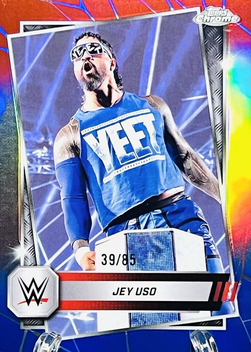 Jey Uso 2025 Topps Chrome WWE #106 Red White Blue Refractor Price Guide ...