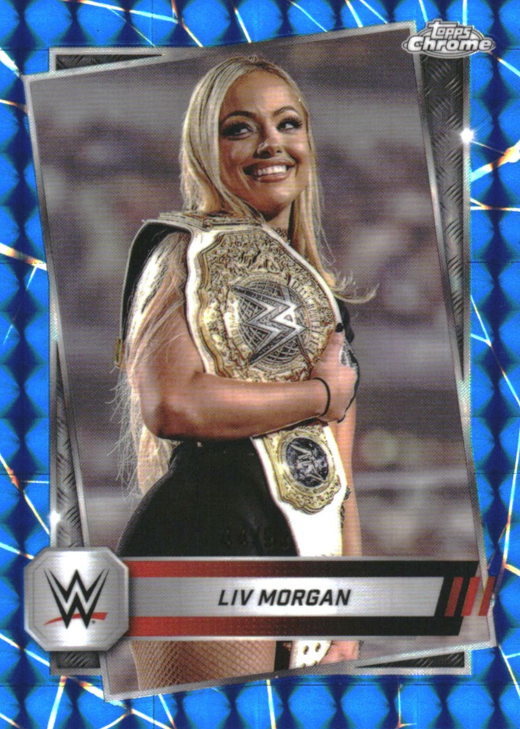Liv Morgan 2025 Topps Chrome WWE #146 Blue Geometric Refractor /99 ...