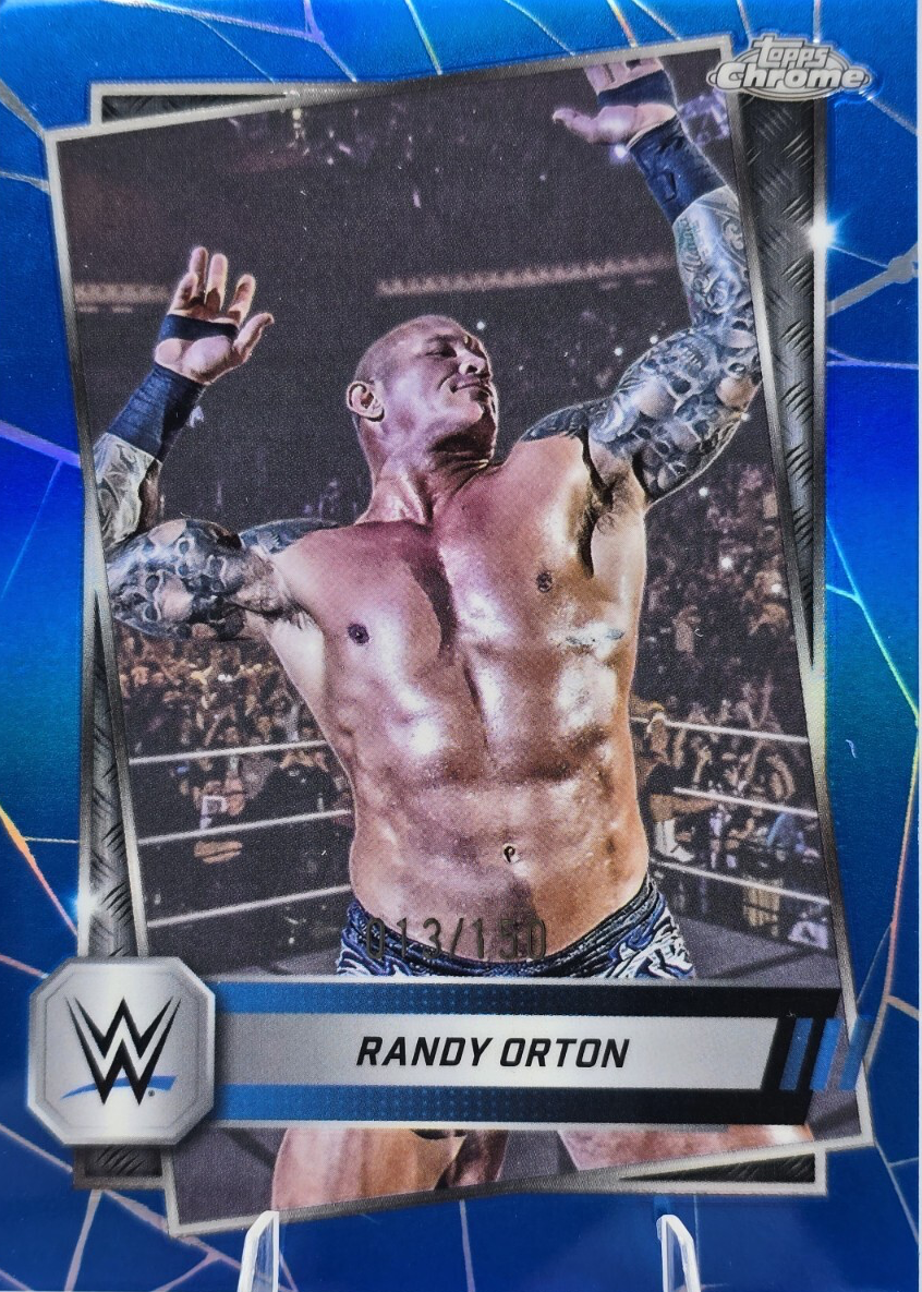 Randy Orton 2025 Topps Chrome WWE #14 Blue Refractor /150 Price Guide ...
