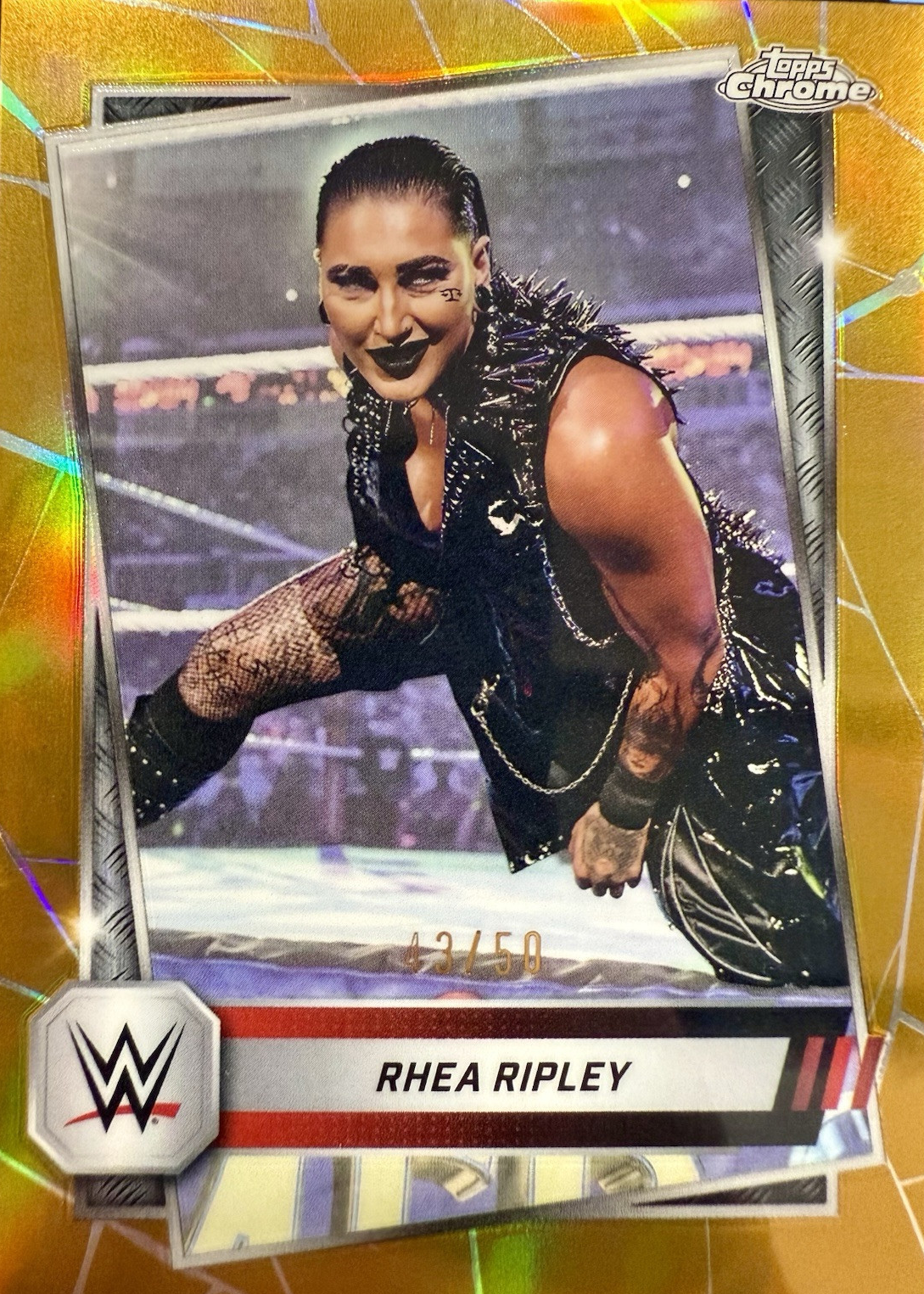 Rhea Ripley 2025 Topps Chrome WWE #80 Gold Refractor /50 Price Guide ...