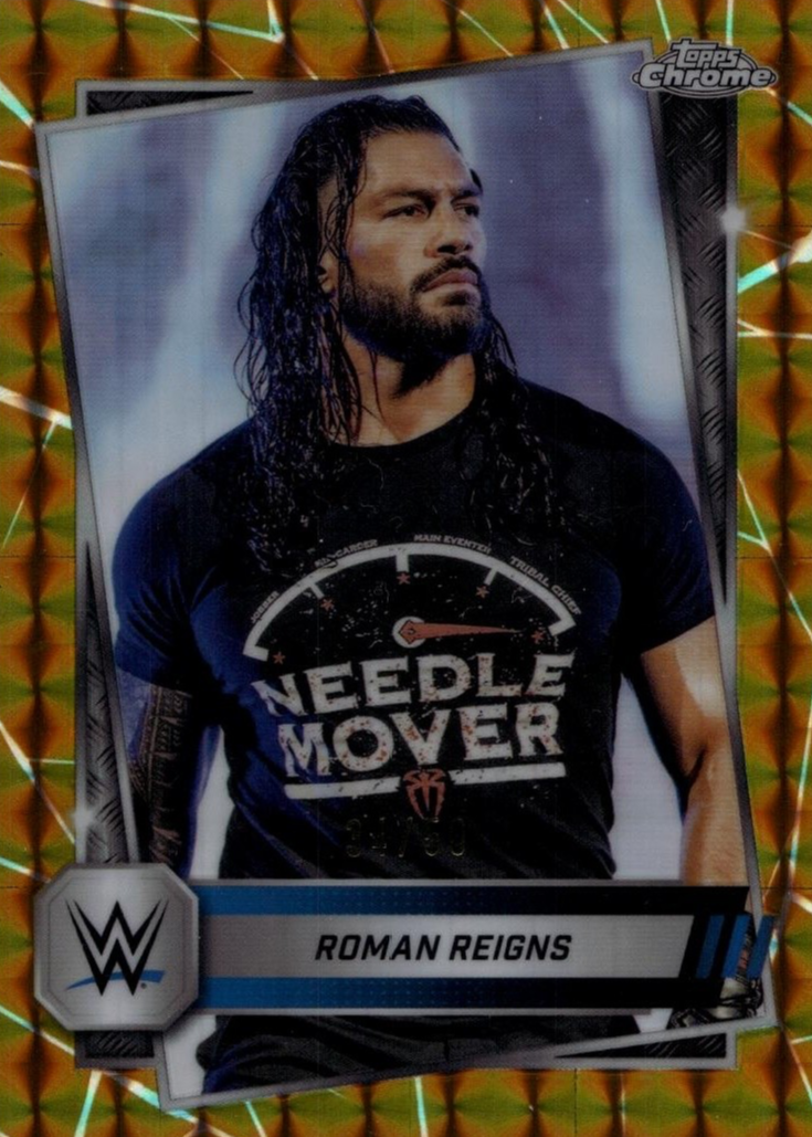 Roman Reigns 2025 Topps Chrome WWE #3 Gold Geometric Refractor /50 ...