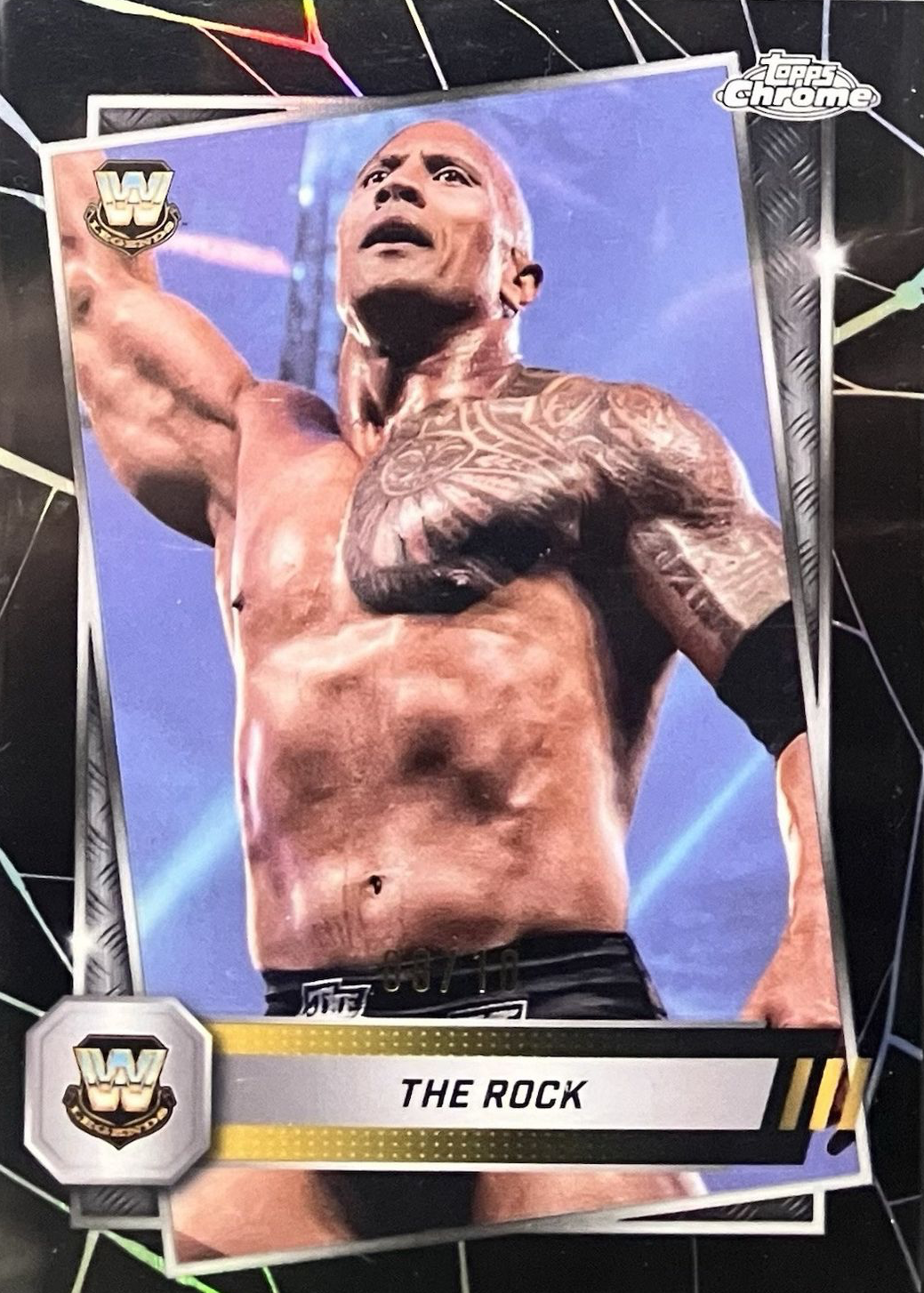 The Rock 2025 Topps Chrome WWE #10 Black Refractor /10 Price Guide ...