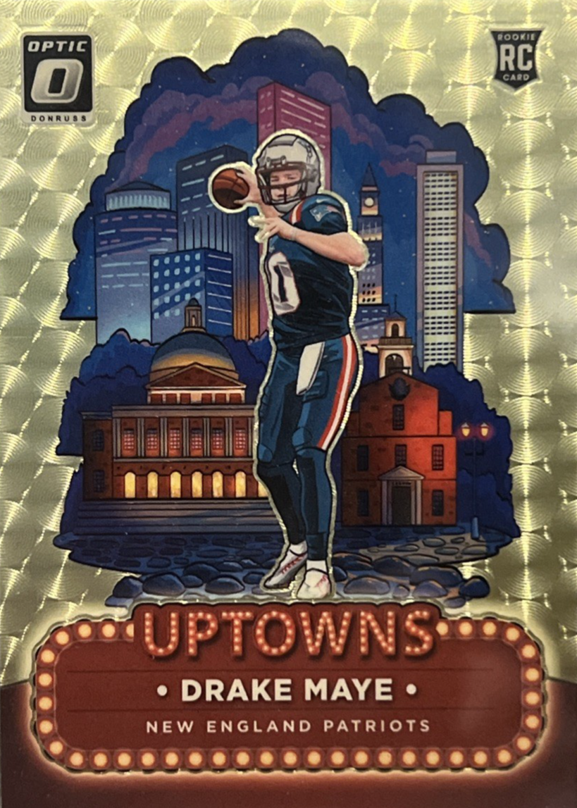 Drake Maye 2024 Optic #4 Uptowns - Gold Vinyl /1 Price Guide - Sports ...