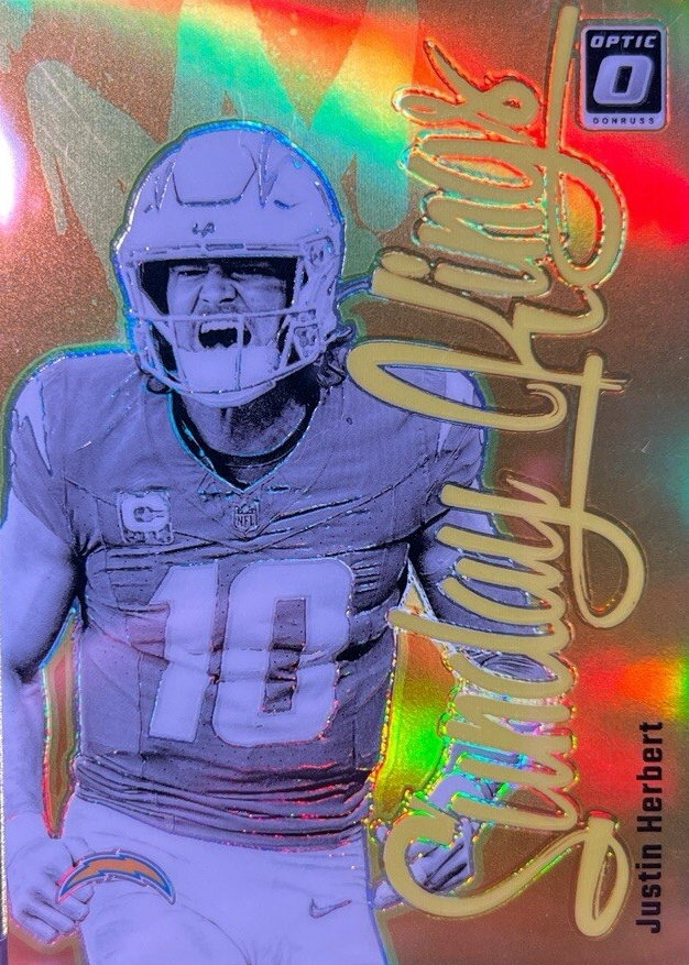 Justin Herbert 2024 Optic #8 Sunday Kings - Gold /10 Price Guide ...