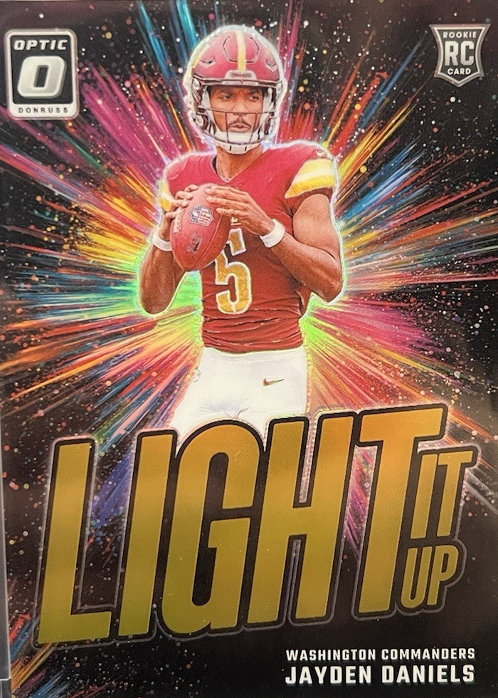 Jayden Daniels 2024 Optic #8 Light It Up - Gold /10 Price Guide ...