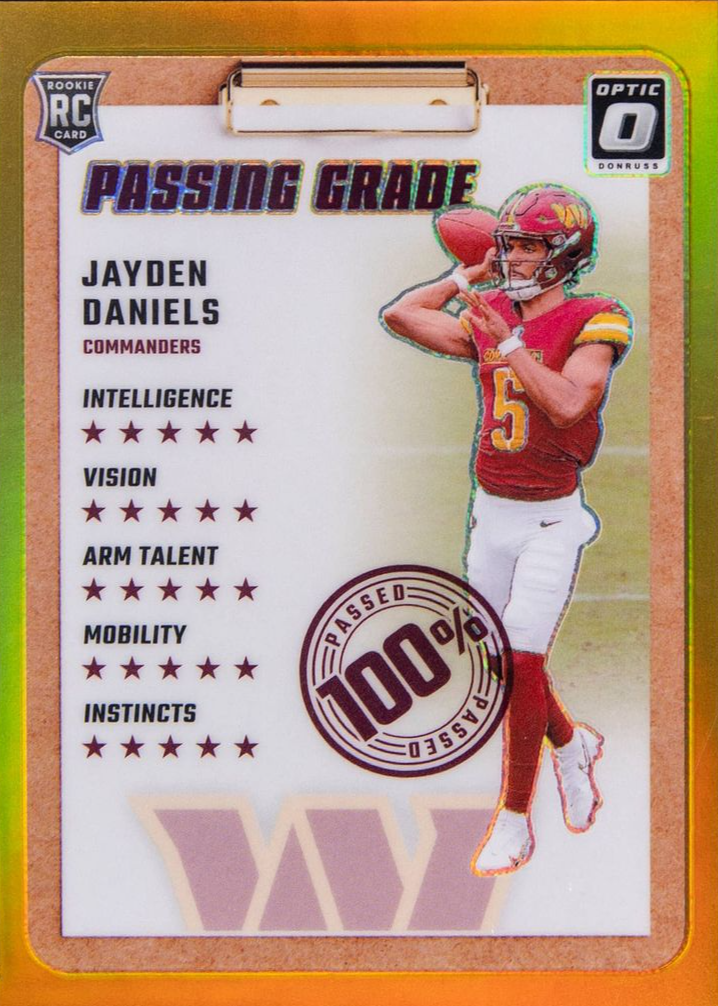 Jayden Daniels 2024 Optic #2 Passing Grade - Gold /10 Price Guide - Sports Card Investor