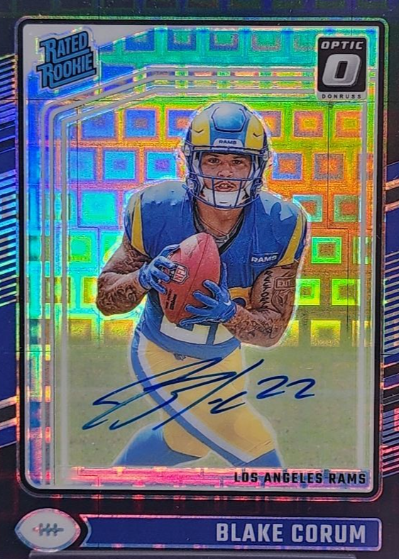 Blake Corum 2024 Optic #208 Rated Rookie Autographs - Black Pandora /25 ...