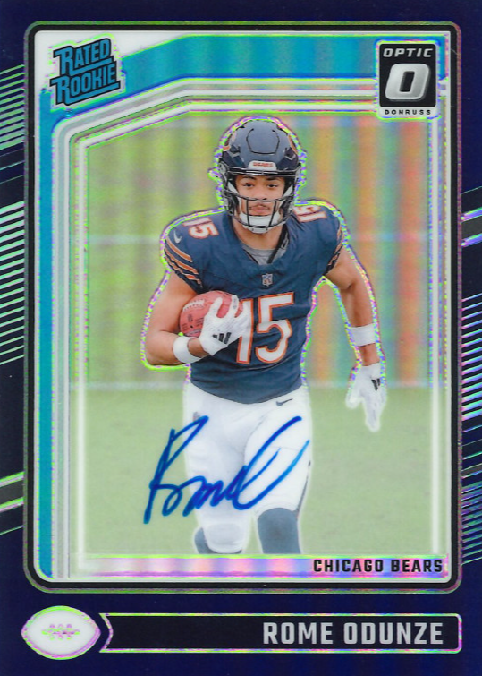 Rome Odunze 2024 Optic #286 Rated Rookie Autographs - Purple /35 Price ...