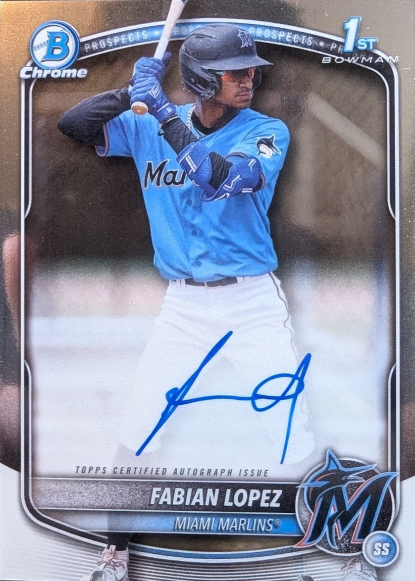 Fabian Lopez 2025 Bowman #CPA-FL Chrome Prospect Auto (1st) Price Guide ...
