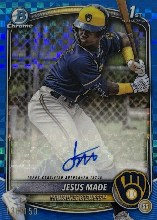 Jesus Made 2025 Bowman #CPA-JM Chrome Prospect Auto - Blue X-Fractor ...