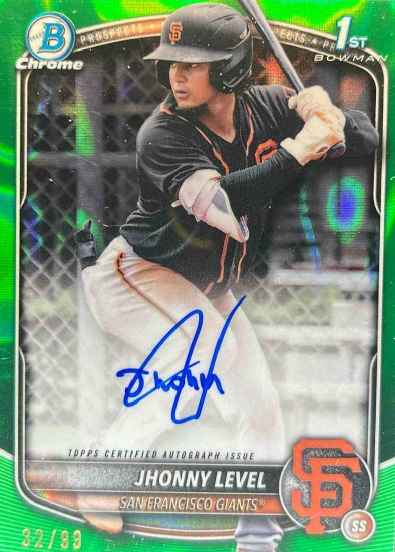 Jhonny Level 2025 Bowman #CPA-JL Chrome Prospect Auto - Green Lava ...