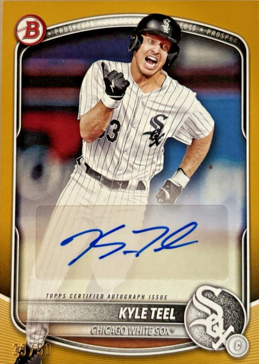 Kyle Teel 2025 Bowman #BPA-KT Prospect Auto - Gold Border /50 Price ...