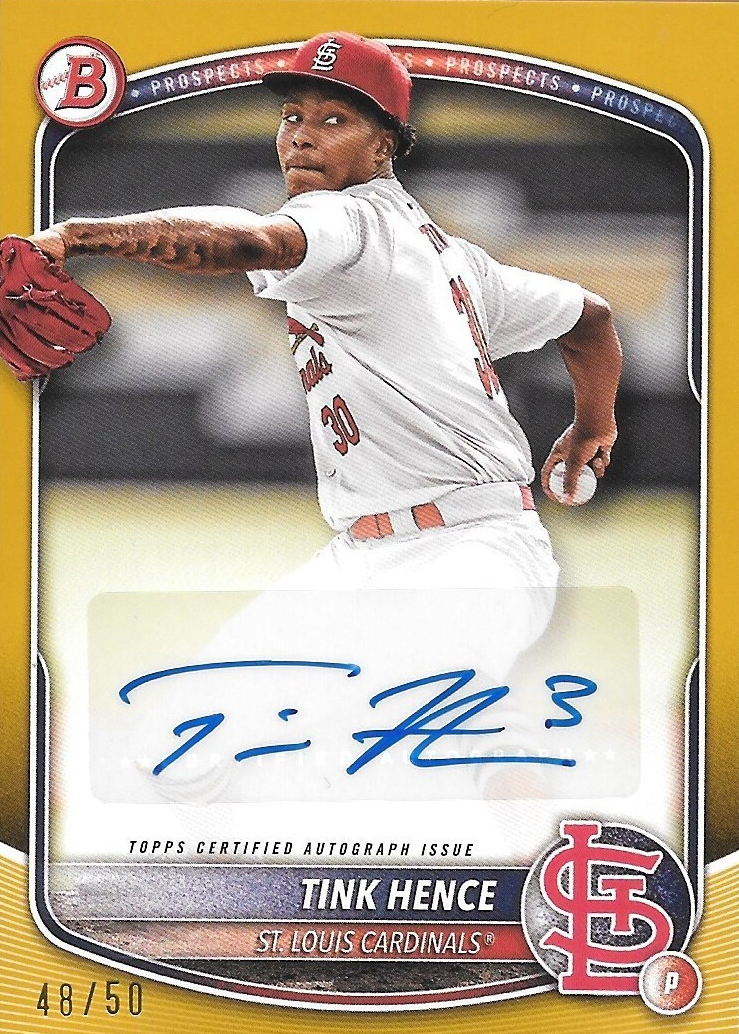 Tink Hence 2025 Bowman #BPA-TH Prospect Auto - Gold Border /50 Price ...