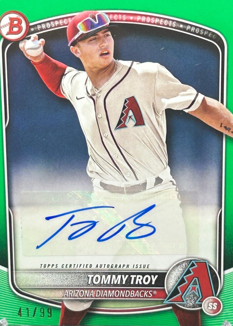 Tommy Troy 2025 Bowman #BPA-TT Prospect Auto - Green Border /99 Price ...