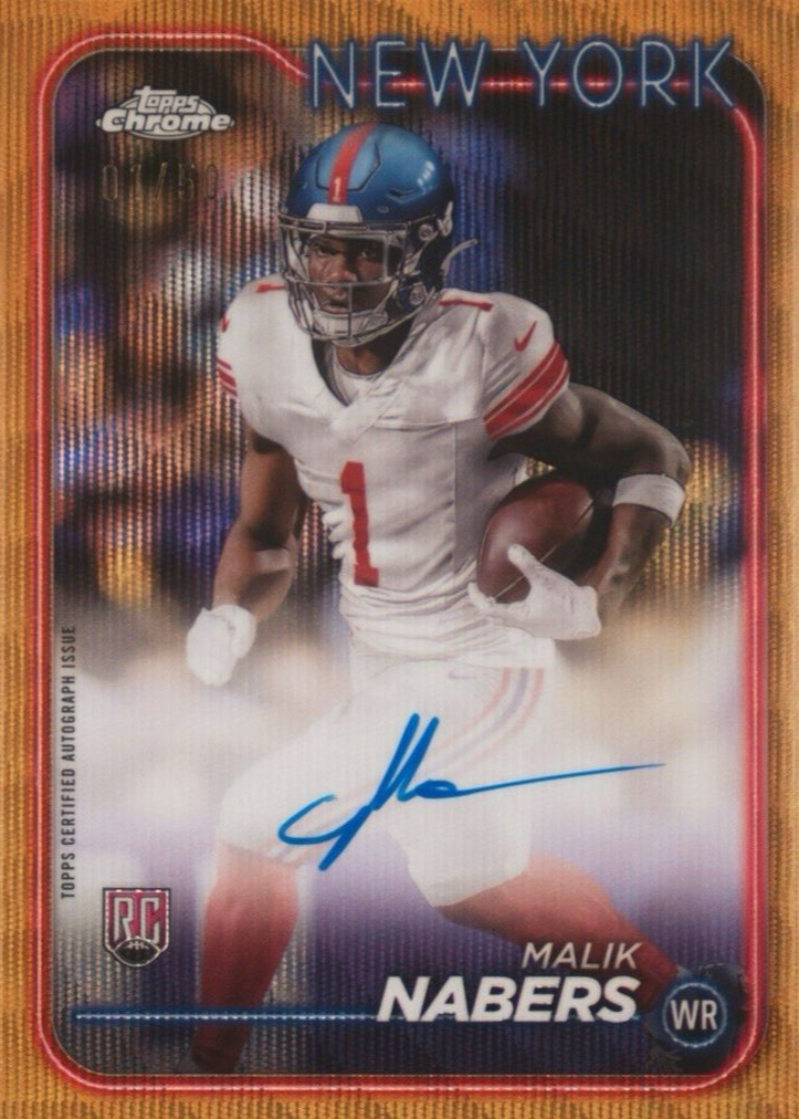 Malik Nabers 2024 Topps Chrome #RA-MNA Rookie Auto - Gold Wave ...